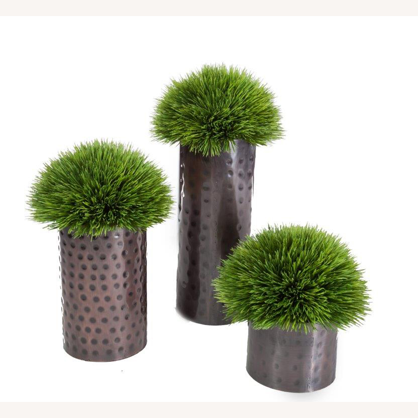 Ivy Guild Set Of 3 Grass in Bronze Cylinders Lg 14", Med 11", Small 7 ...