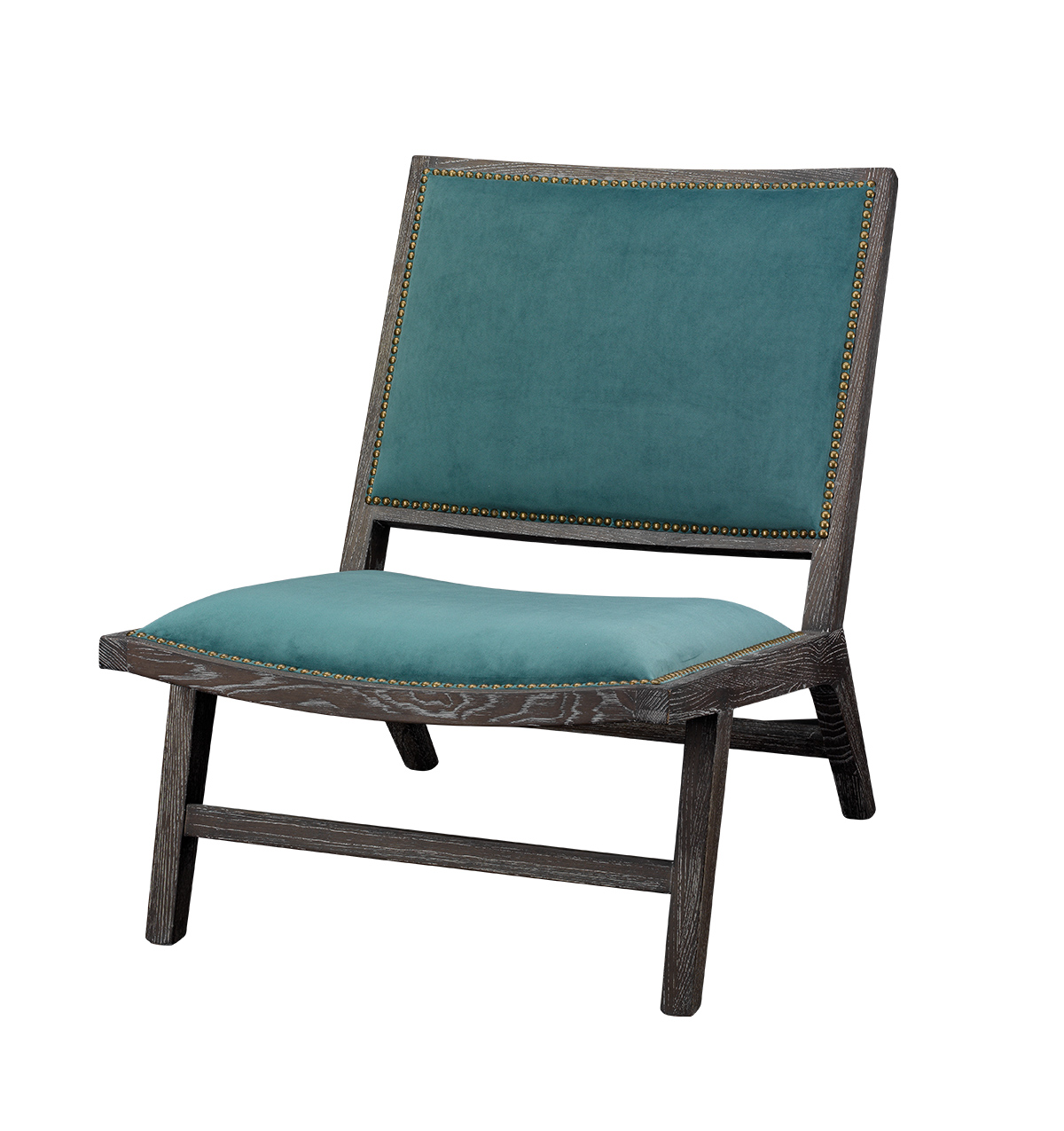 Jamie Young Baldwin Chair in Lake Blue Velvet & Dark Wood | Gracious Style
