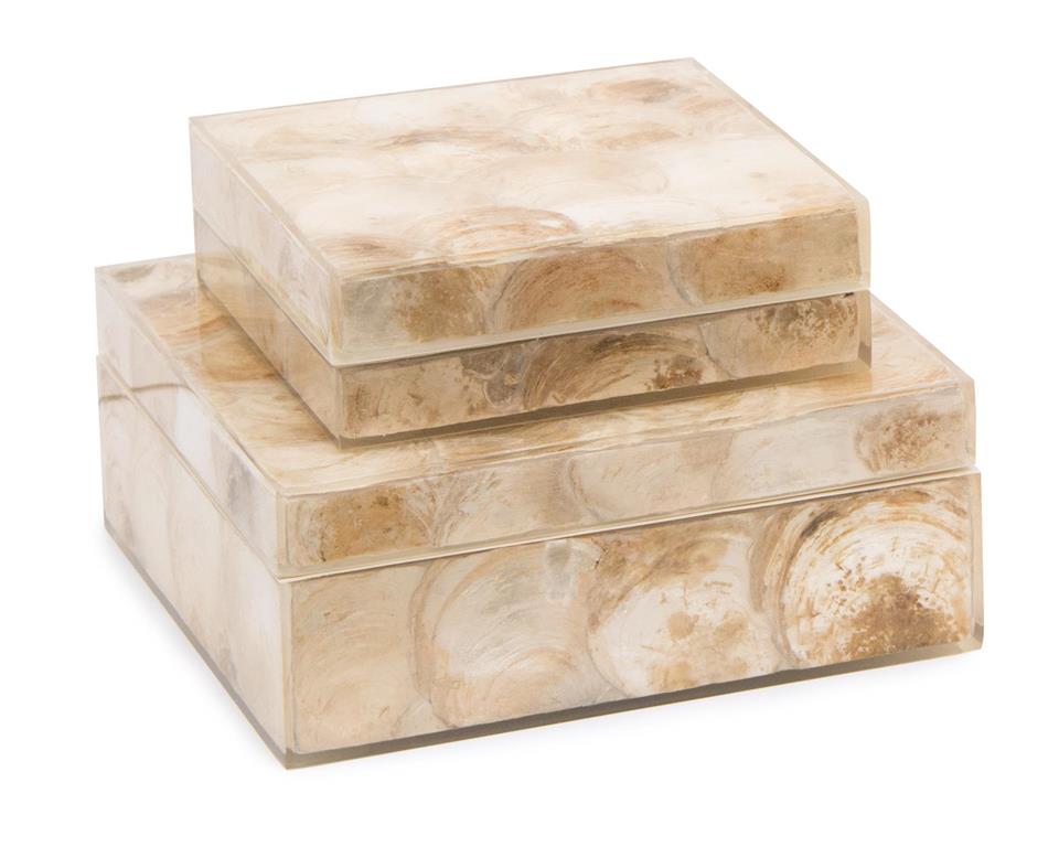 John-Richard Set of Two Capiz Shell Boxes | Gracious Style