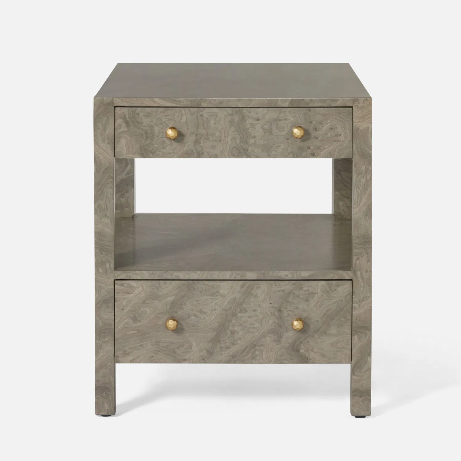 Made Goods Lindsey Nightstand Gray Burl Veneer 24 L x 18 W x 28 H Gracious Style