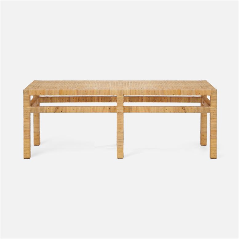 Made Goods Isla Bench 48 in W x 16 in D x 18 in H Natural Peeled Rattan ...
