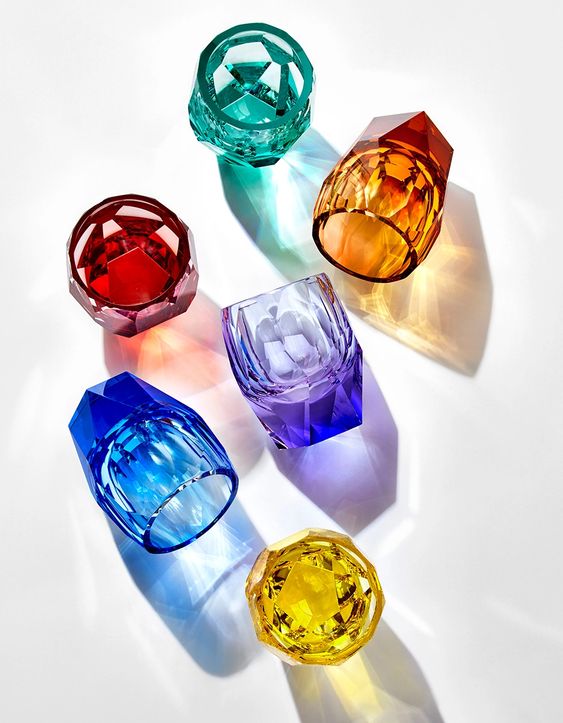 Moser Cubism Double Old Fashioned 6 Basic Colors 7.3 oz | Gracious Style