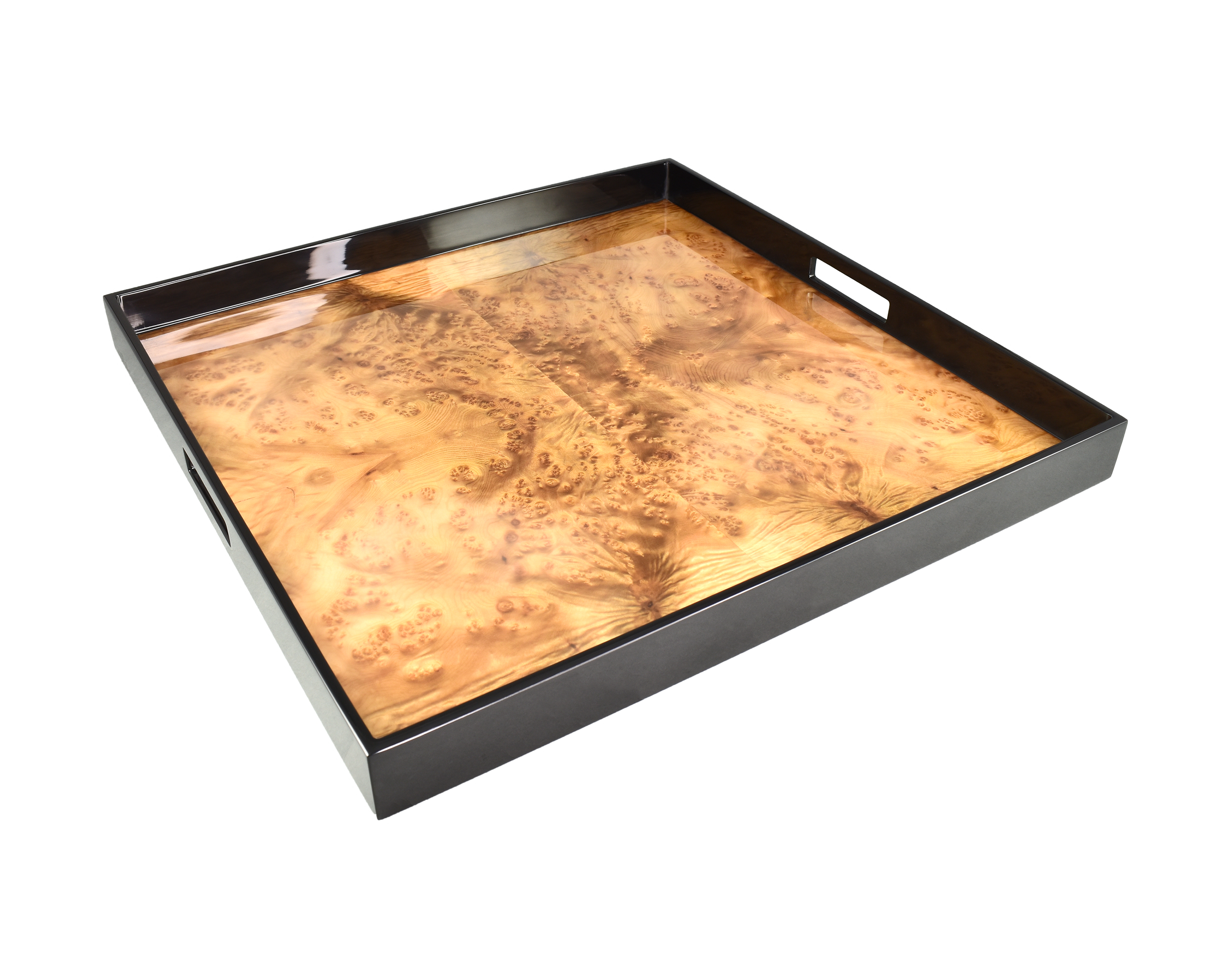 Pacific Connections Lacquer Large Square Tray 22 x 22 x 2 in H Walnut ...