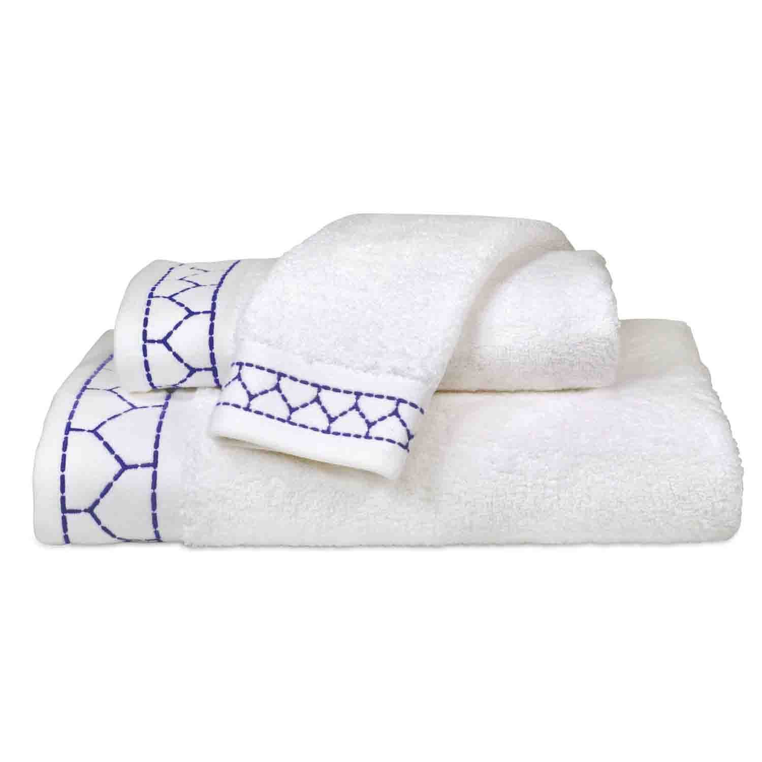John Robshaw Linah Periwinkle Embroidered Bath Towels | Gracious Style