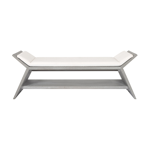Worlds Away Modern Style Wing Bench With Grey Cersued Oak Frame And ...